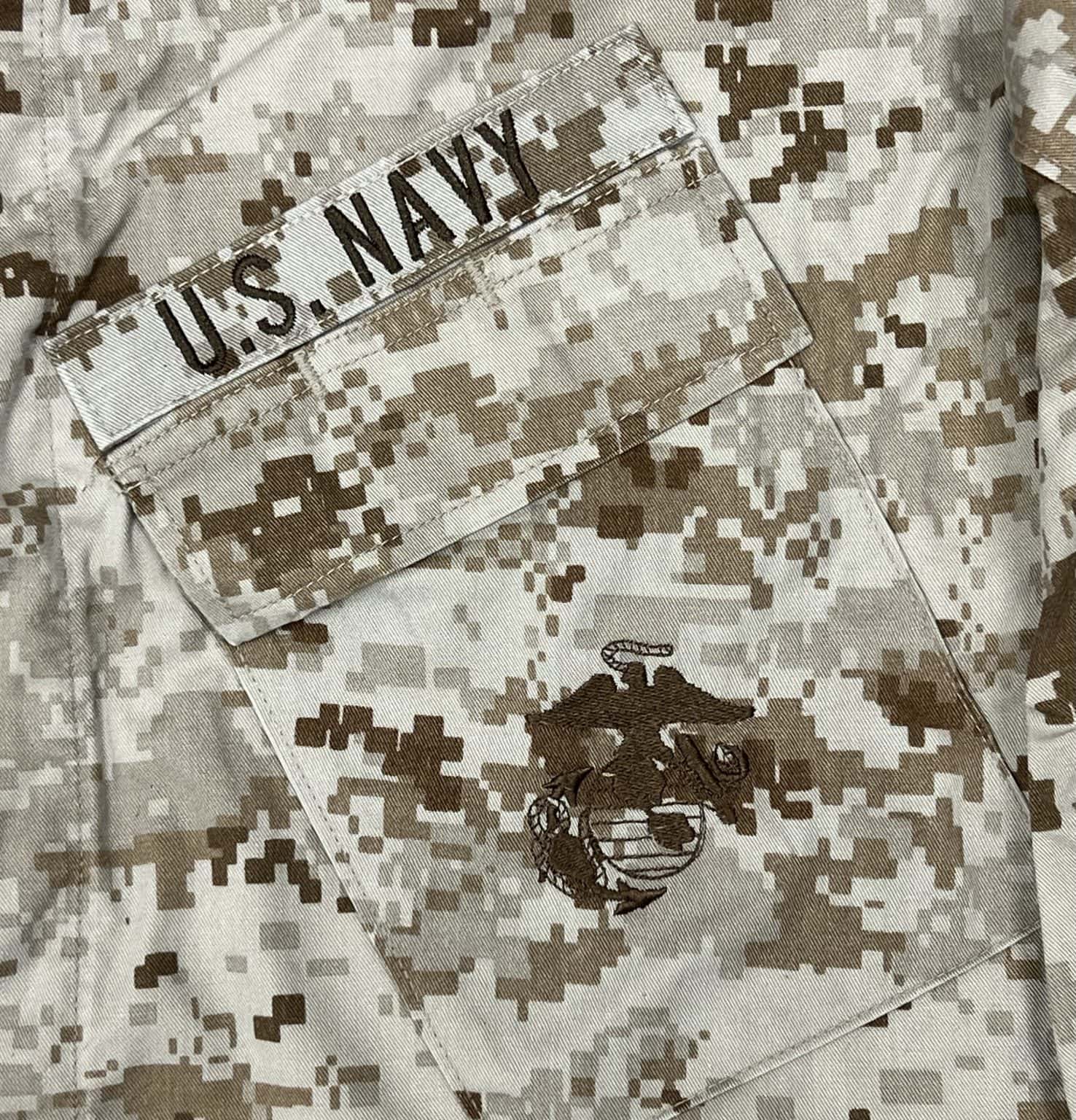 USMC Marpat Camouflage to US NAVY COLON Med Long Jacket Buzz Off ...