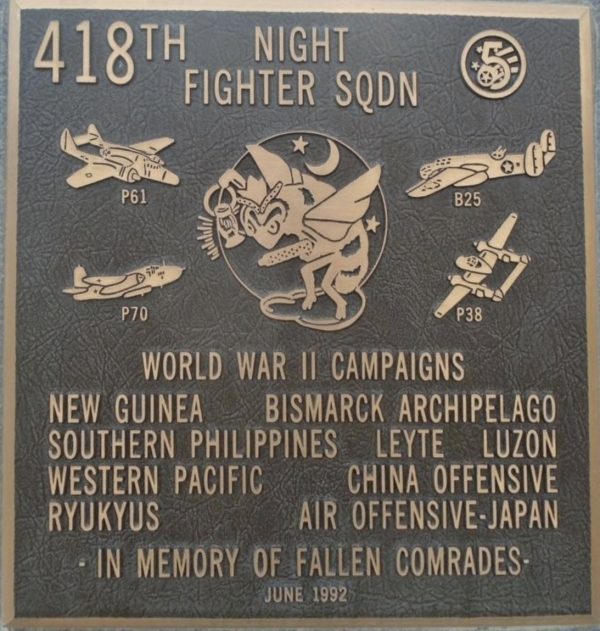 WW2 US Army Air Corps 418th Night Fighter Squadron Screened Felt Patch ...