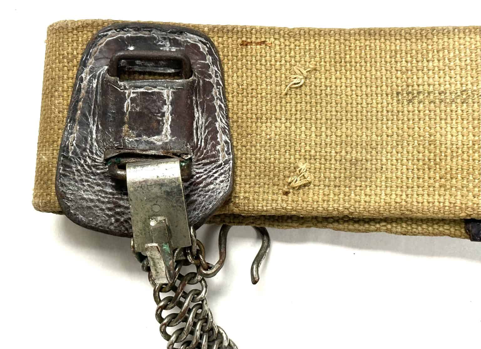 WW2 Japanese Army Officer Web & Leather Sword Belt with Chain Hanger ...