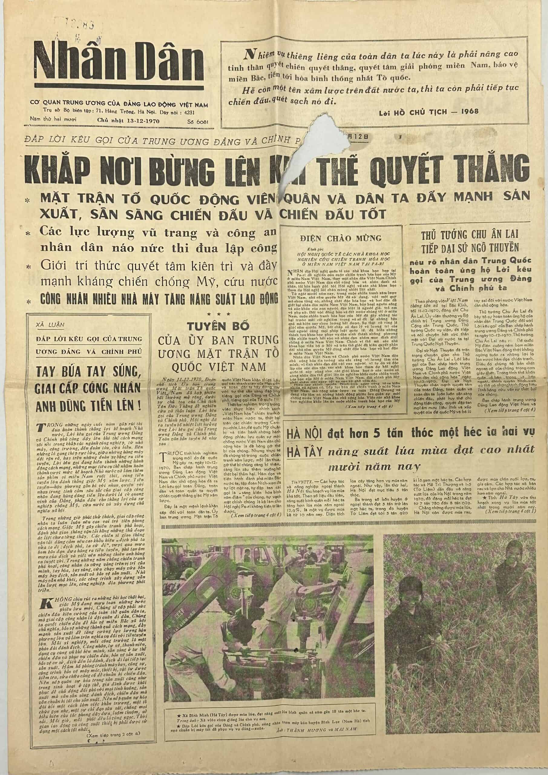 North Vietnamese Army Newspaper December 13, 1970 Anti-Aircraft - Enemy ...