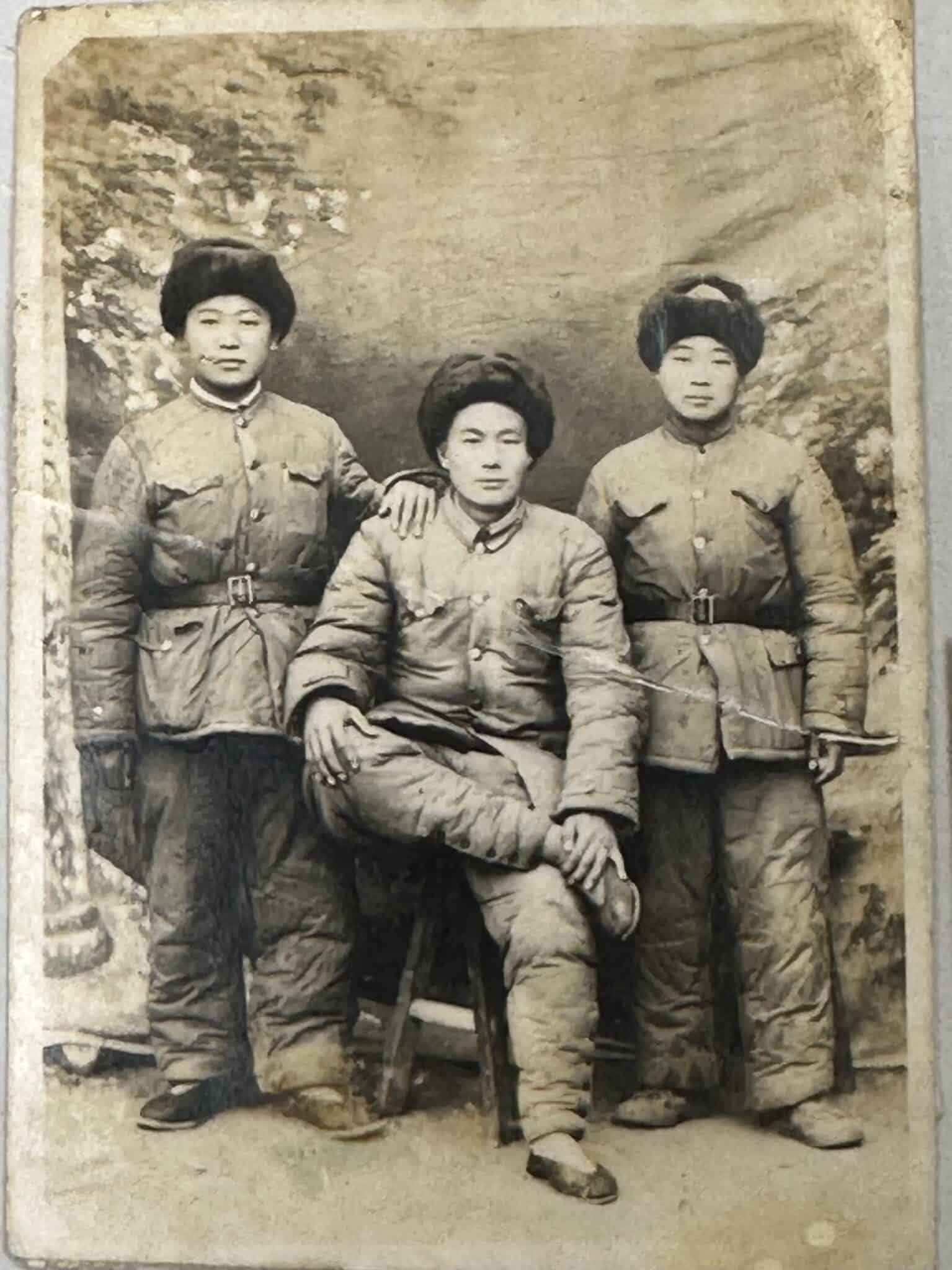 Chinese Korean War photographs - lot of three wearing winter uniforms ...