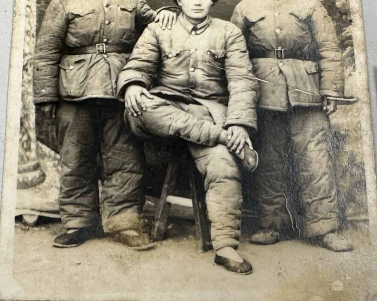 Chinese Korean War photographs - lot of three wearing winter uniforms ...