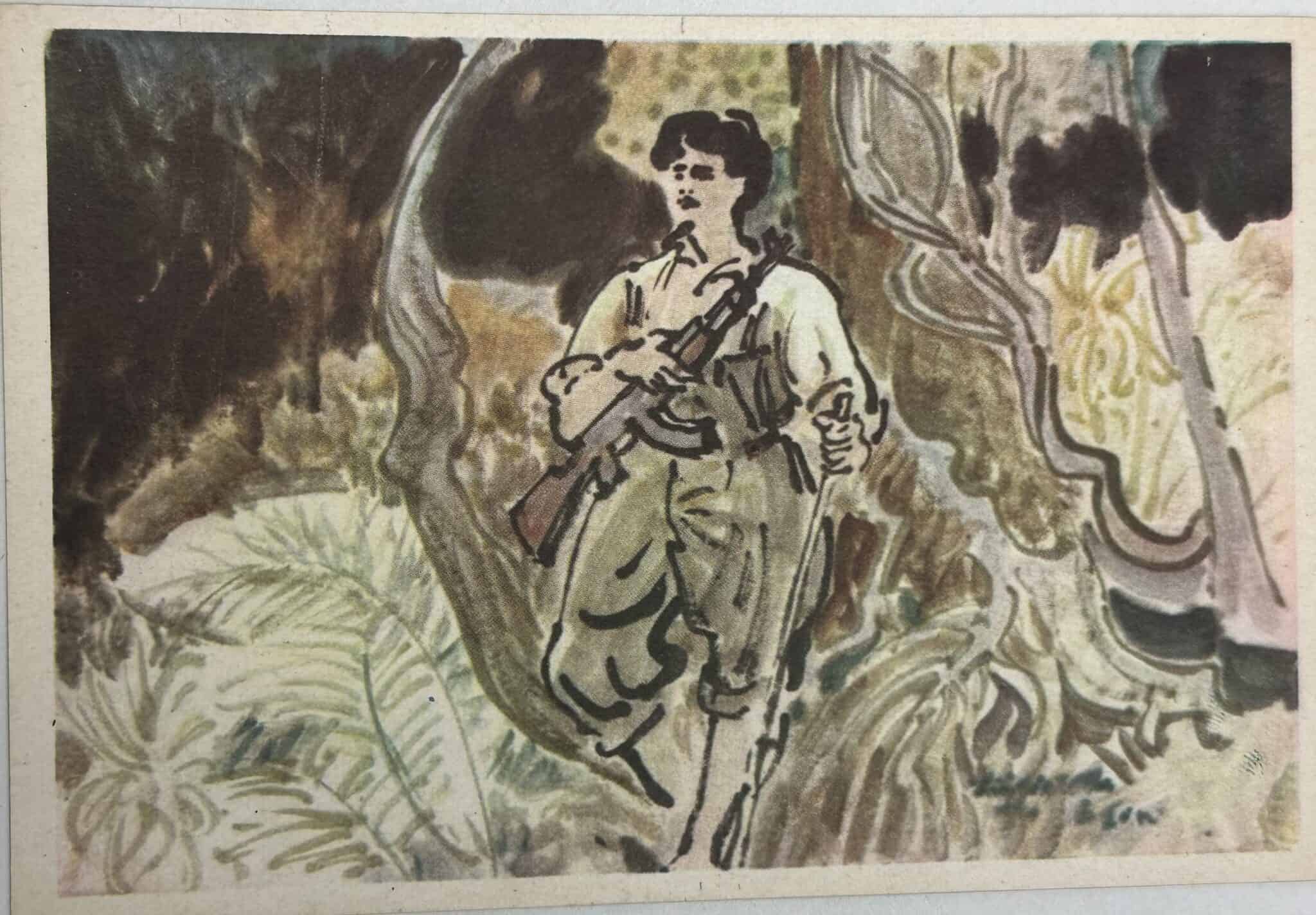 Viet Cong Color Postcard 1970 - Soldier with AK47 in the Jungle - Enemy ...