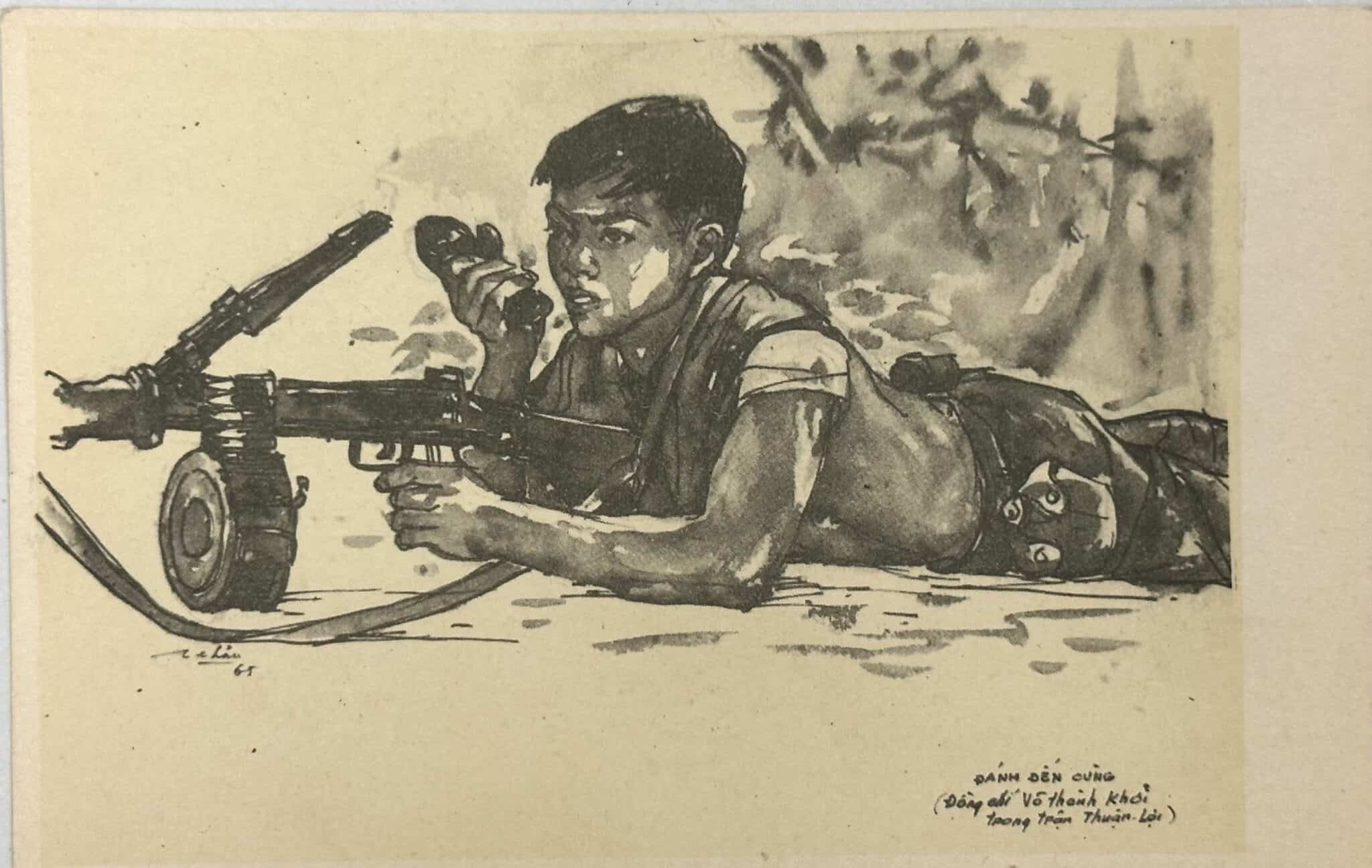 Viet Cong Postcard - Guerrilla with Grenade & RPD Light Machine Gun ...
