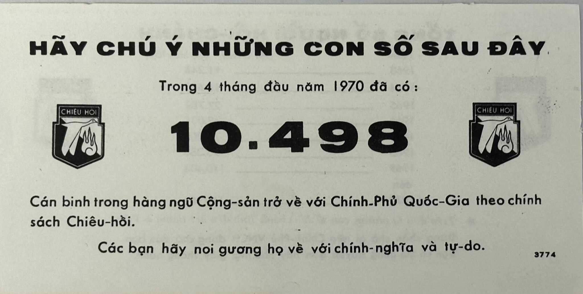 Chieu Hoi Leaflet Yearly Hoi Chanhs # 3774 - Enemy Militaria