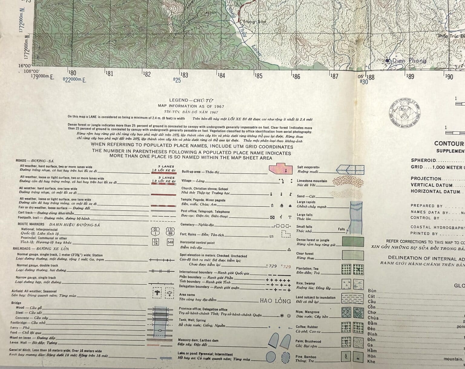 US Vietnam War 1967 Da Nang 1:50,000 Topographic Map - Enemy Militaria