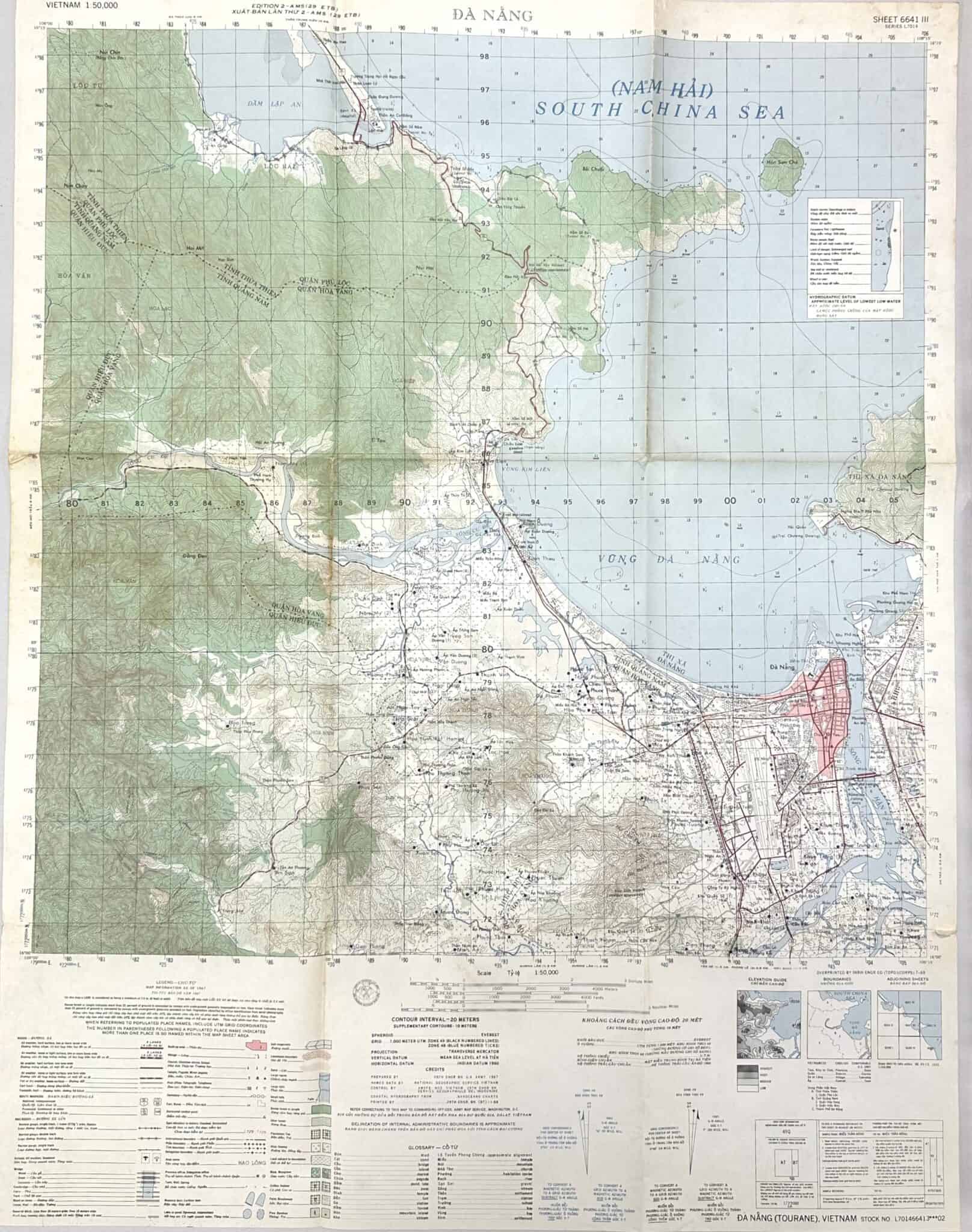 US Vietnam War 1967 Da Nang 1:50,000 Topographic Map - Enemy Militaria