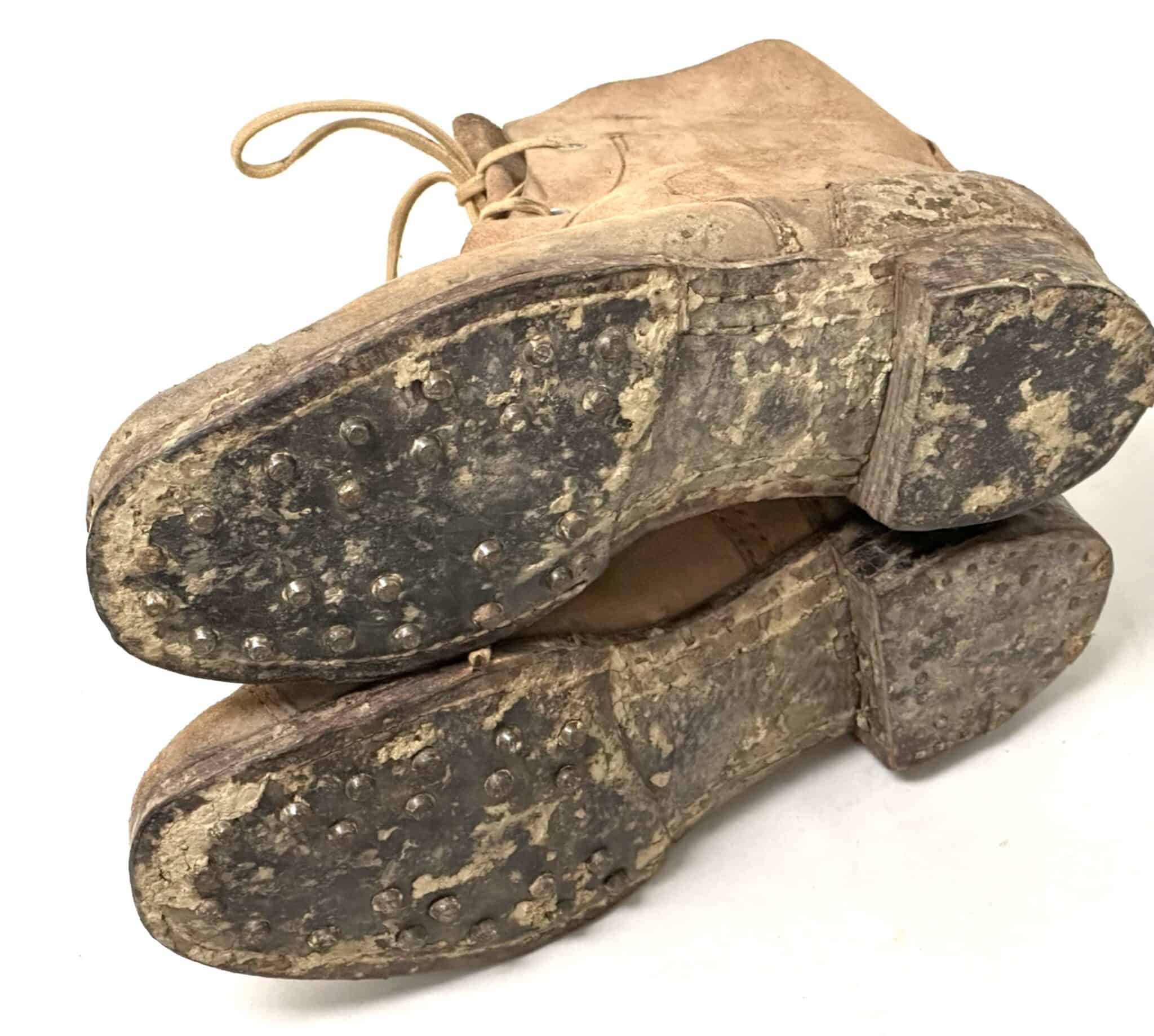 WW2 Japanese Cap Toe Hobnail Boots Dated 1944 - Enemy Militaria