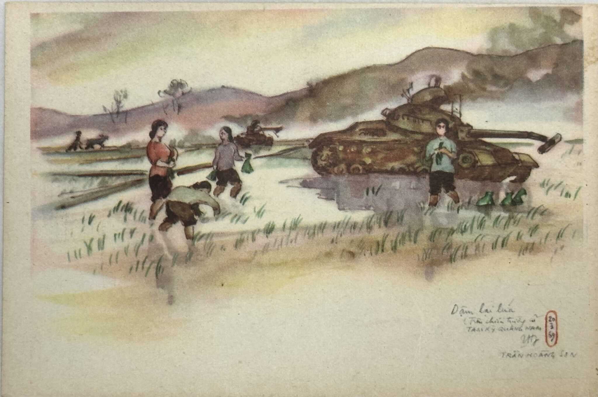 Viet Cong Postcard Destroyed US Patton Tank - Enemy Militaria