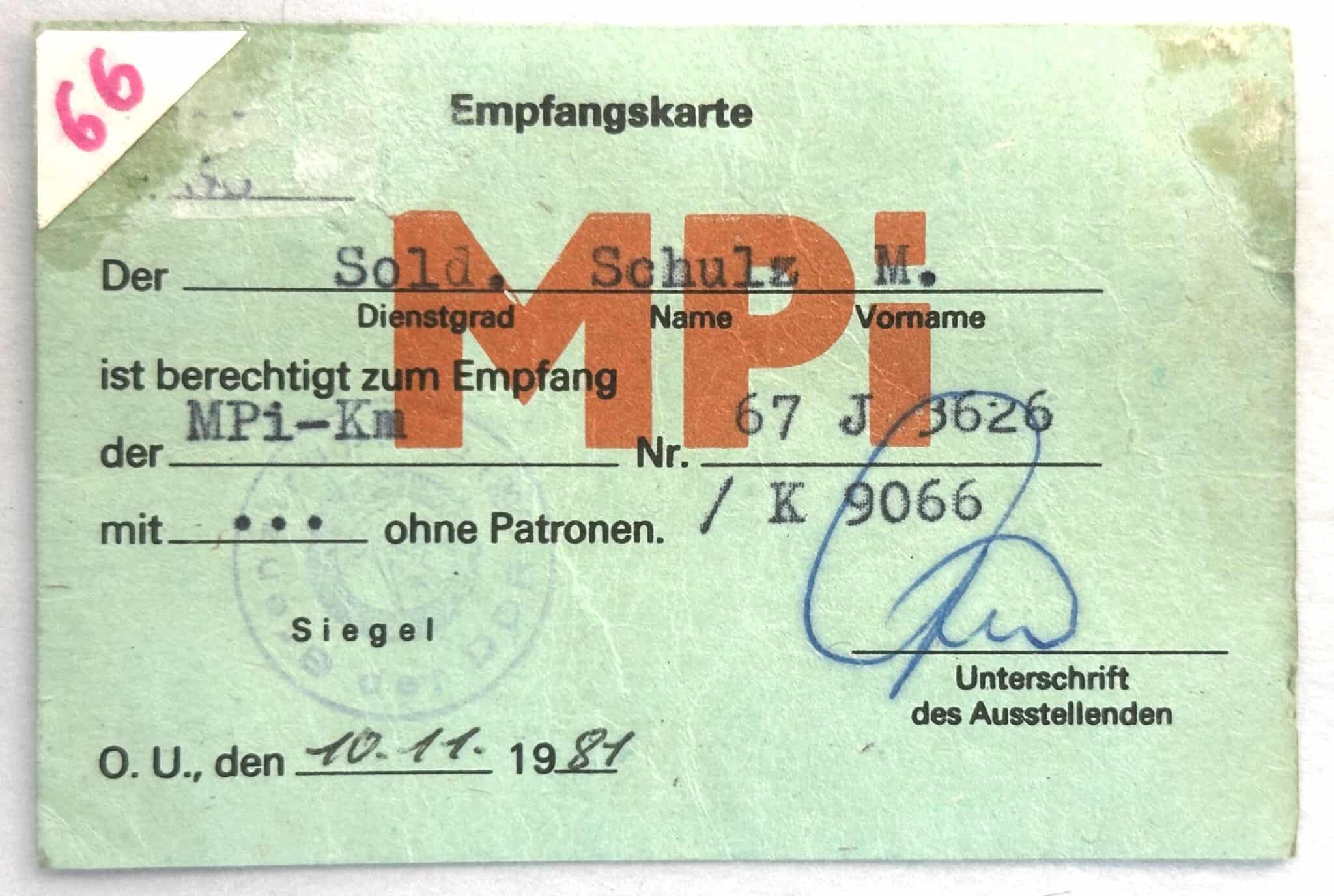 East German 1981 Soldiers Weapons Card for AK47 - Enemy Militaria