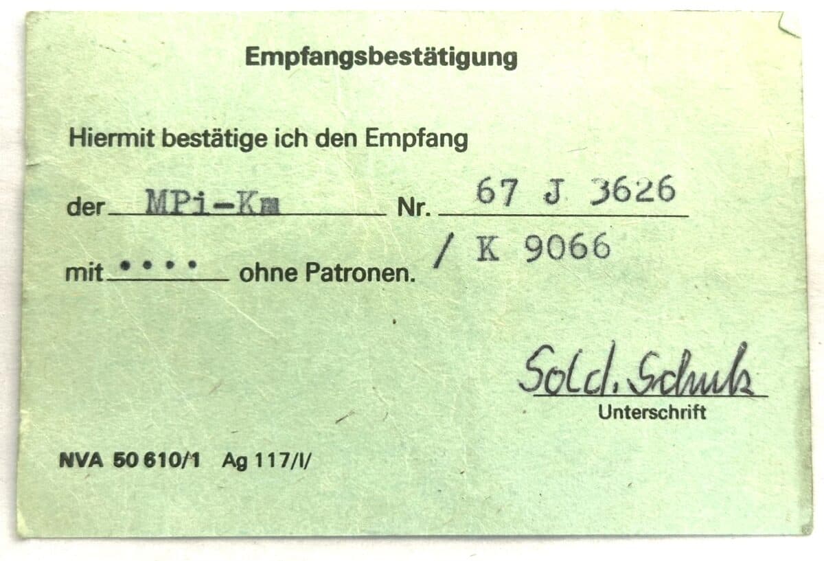 East German 1981 Soldiers Weapons Card for AK47 - Enemy Militaria