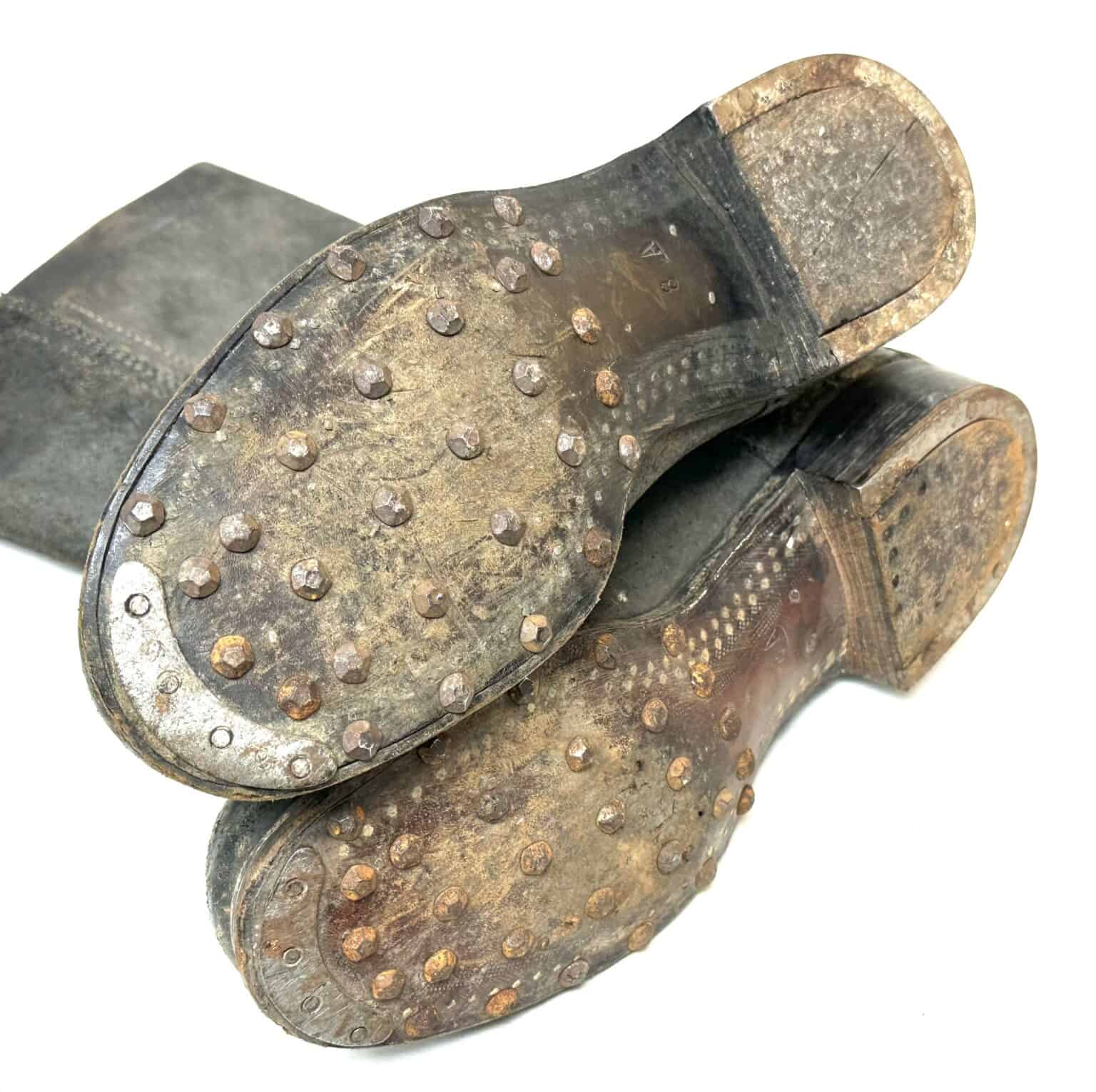 WW1 German Side Seam Hobnail Marching Boots - Enemy Militaria
