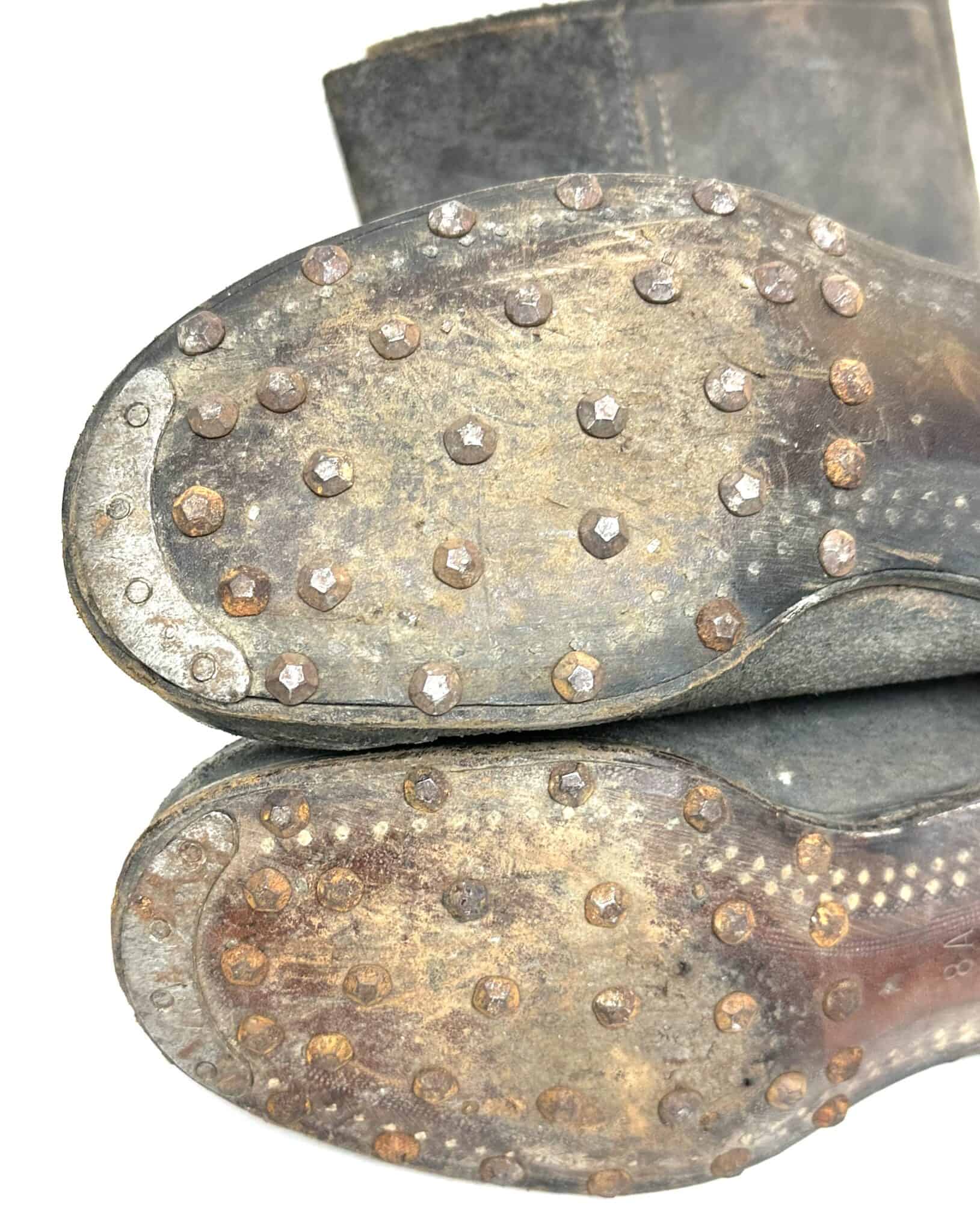 WW1 German Side Seam Hobnail Marching Boots - Enemy Militaria
