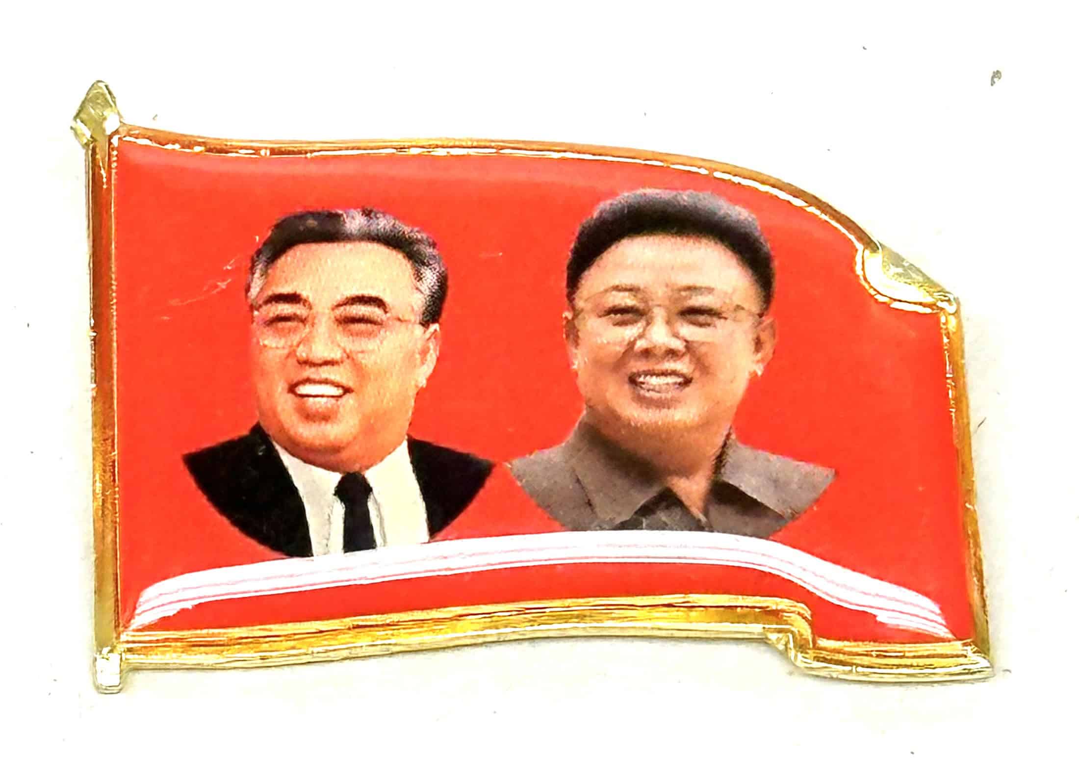 North Korean Kim Il Sung Kim Jong Il Pin - Enemy Militaria