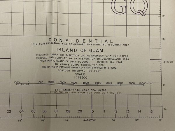 WW2 US Invasion of Guam Topographic Map April 1944 - Enemy Militaria
