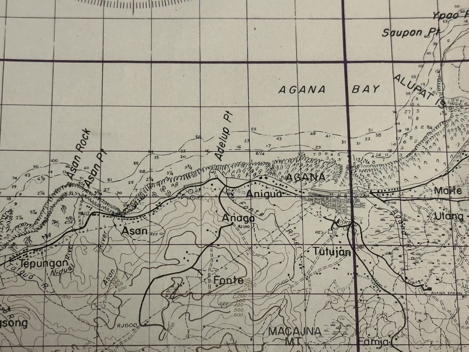 WW2 US Invasion of Guam Topographic Map April 1944 - Enemy Militaria