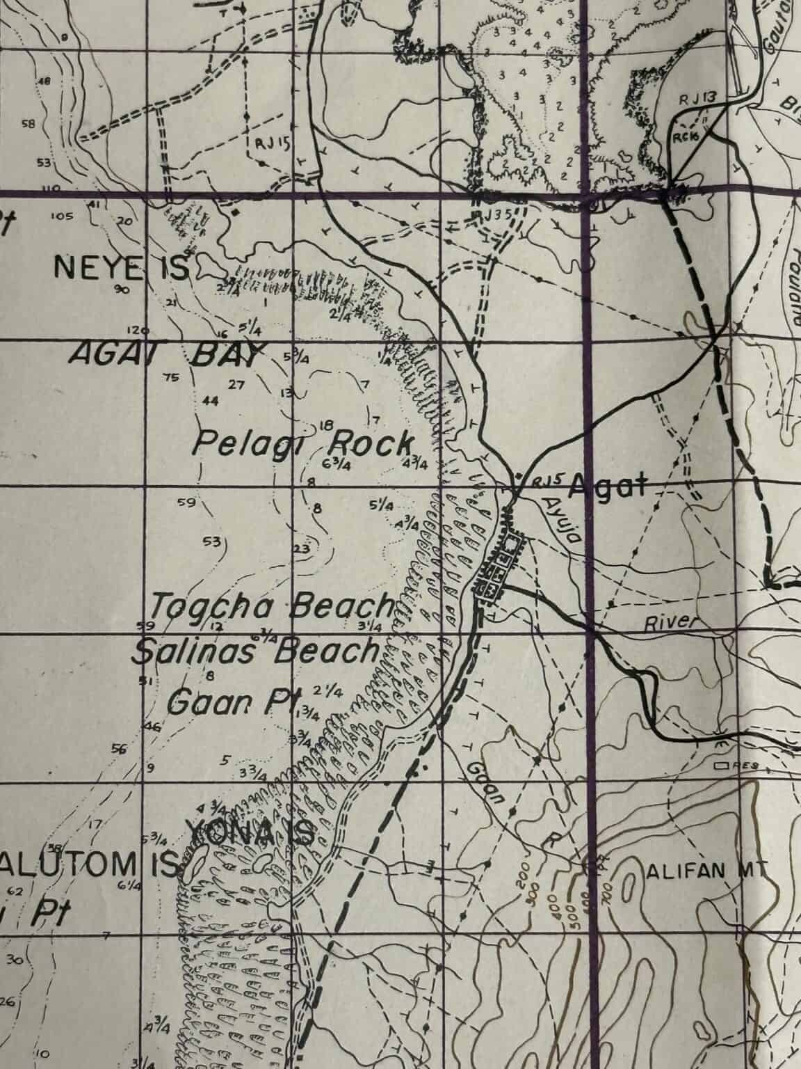 WW2 US Invasion of Guam Topographic Map April 1944 - Enemy Militaria