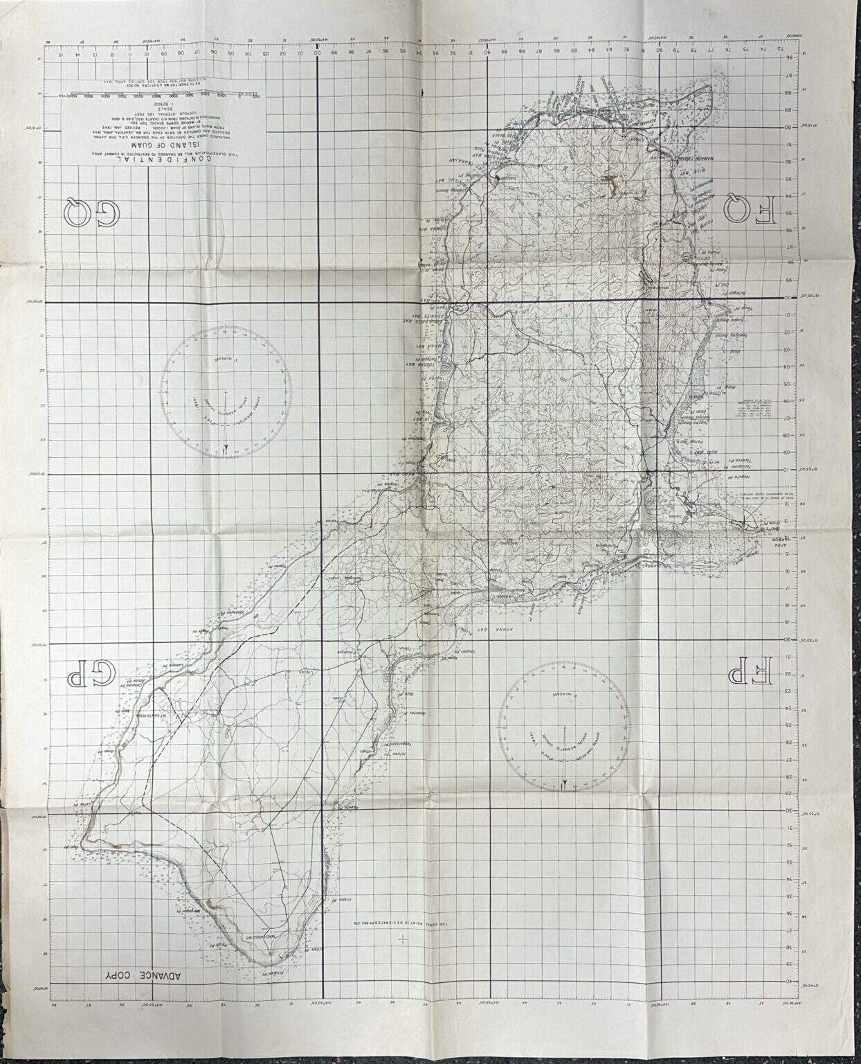 WW2 US Invasion of Guam Topographic Map April 1944 - Enemy Militaria