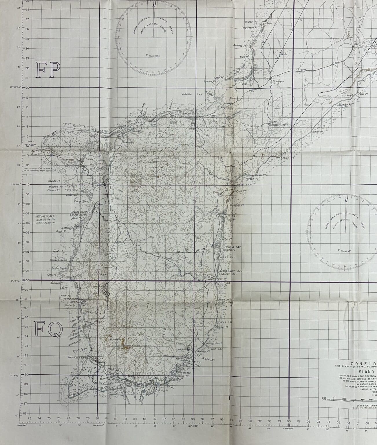 WW2 US Invasion of Guam Topographic Map April 1944 - Enemy Militaria