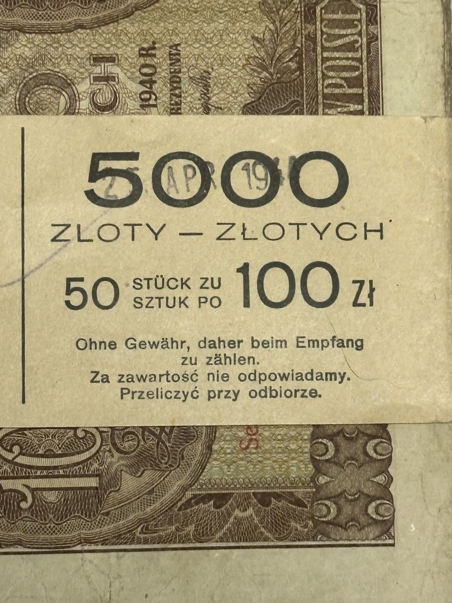WW2 German Occupied Warsaw Poland 1940 & 1941 Paper Money 50 ea. Bank ...