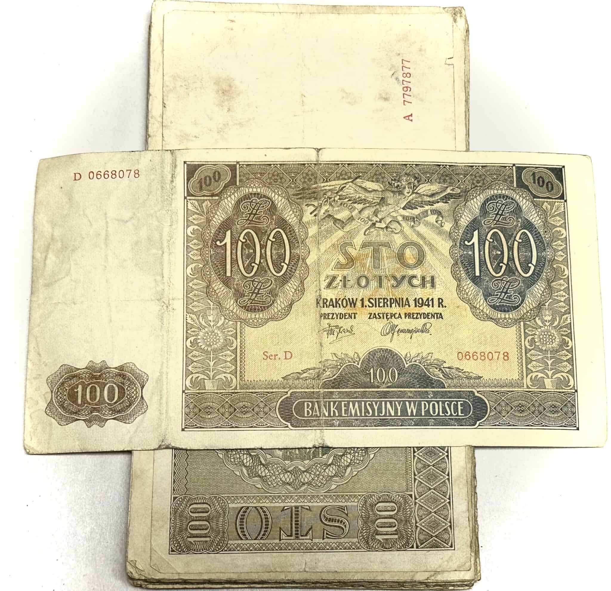 WW2 German Occupied Warsaw Poland 1940 & 1941 Paper Money 50 ea. Bank ...