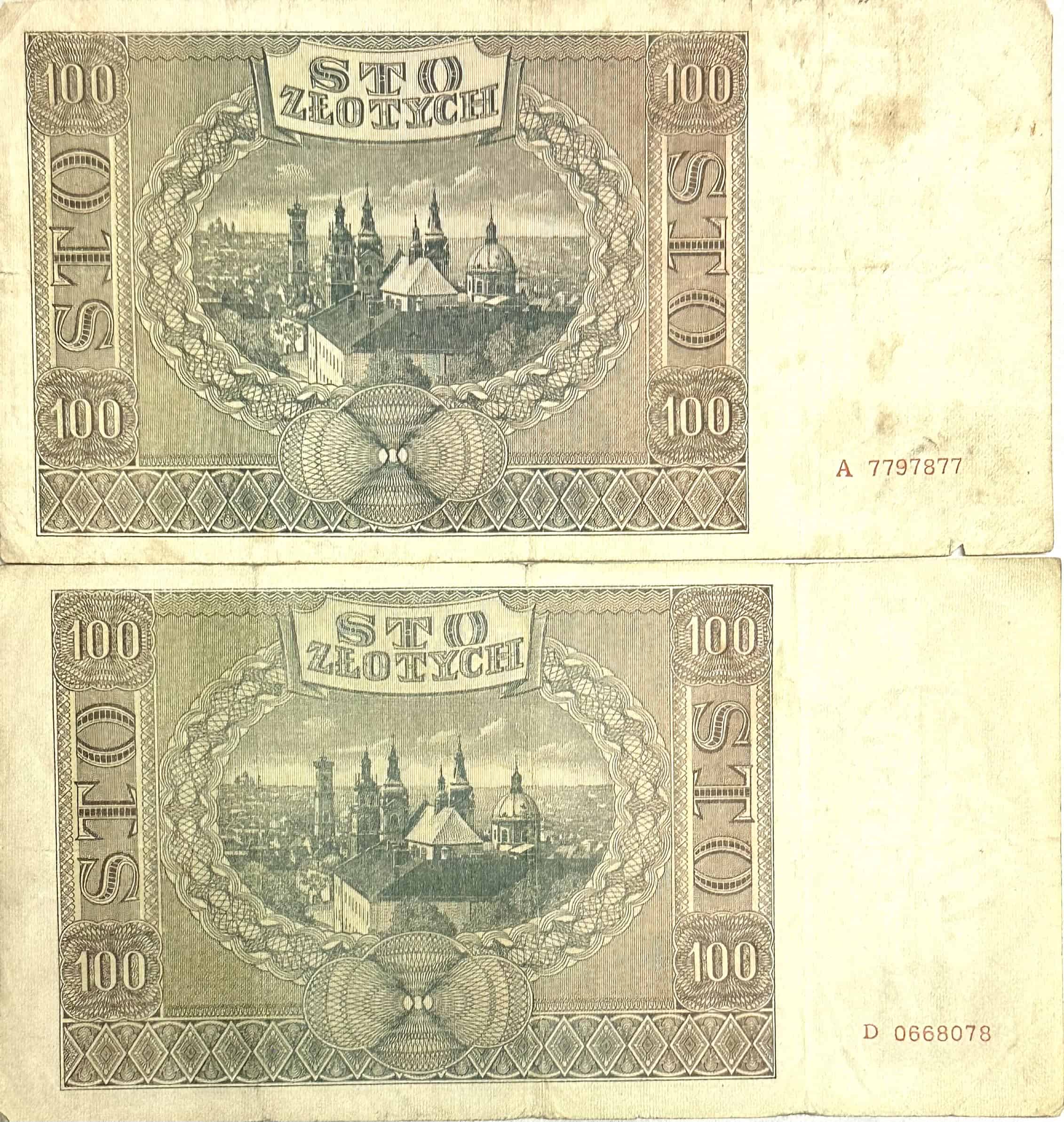 WW2 German Occupied Polish 1941 Paper Money Bank Notes 100 Zlotych ...