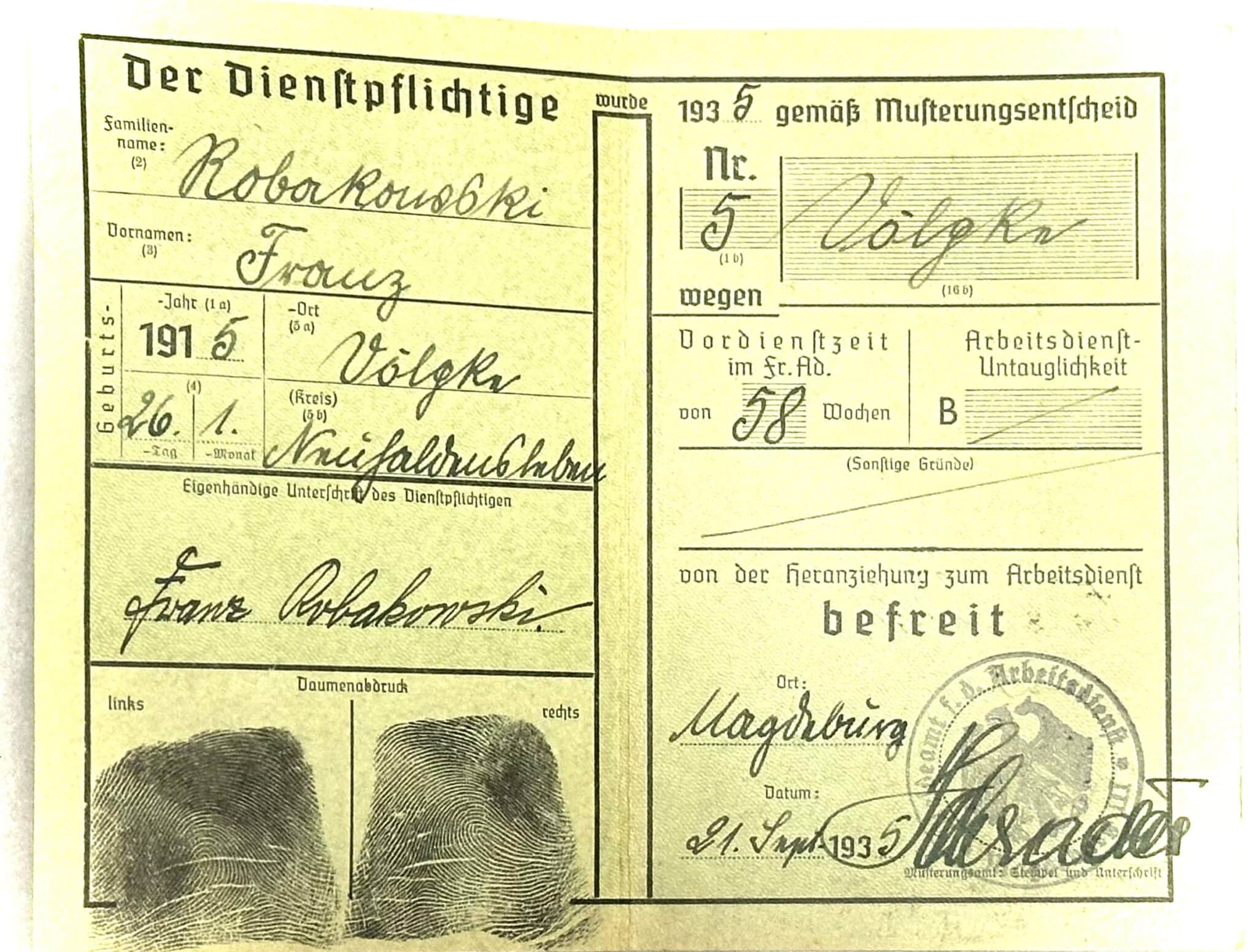 WW2 German Retirement Certificate - Enemy Militaria