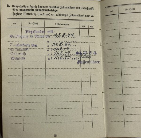 WW2 German Pioneer Soldbuch April 1944 to 18 Year Old - Enemy Militaria
