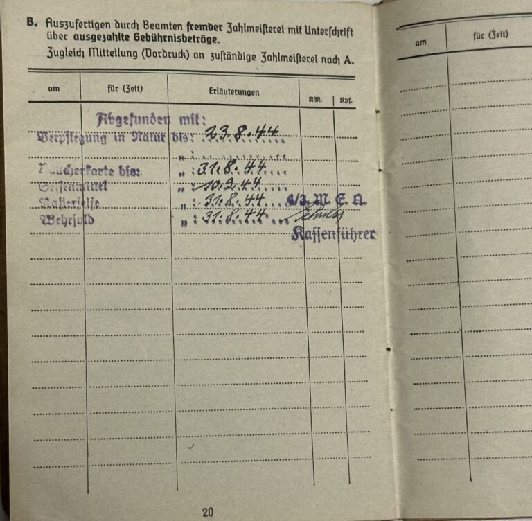 WW2 German Pioneer Soldbuch April 1944 to 18 Year Old - Enemy Militaria