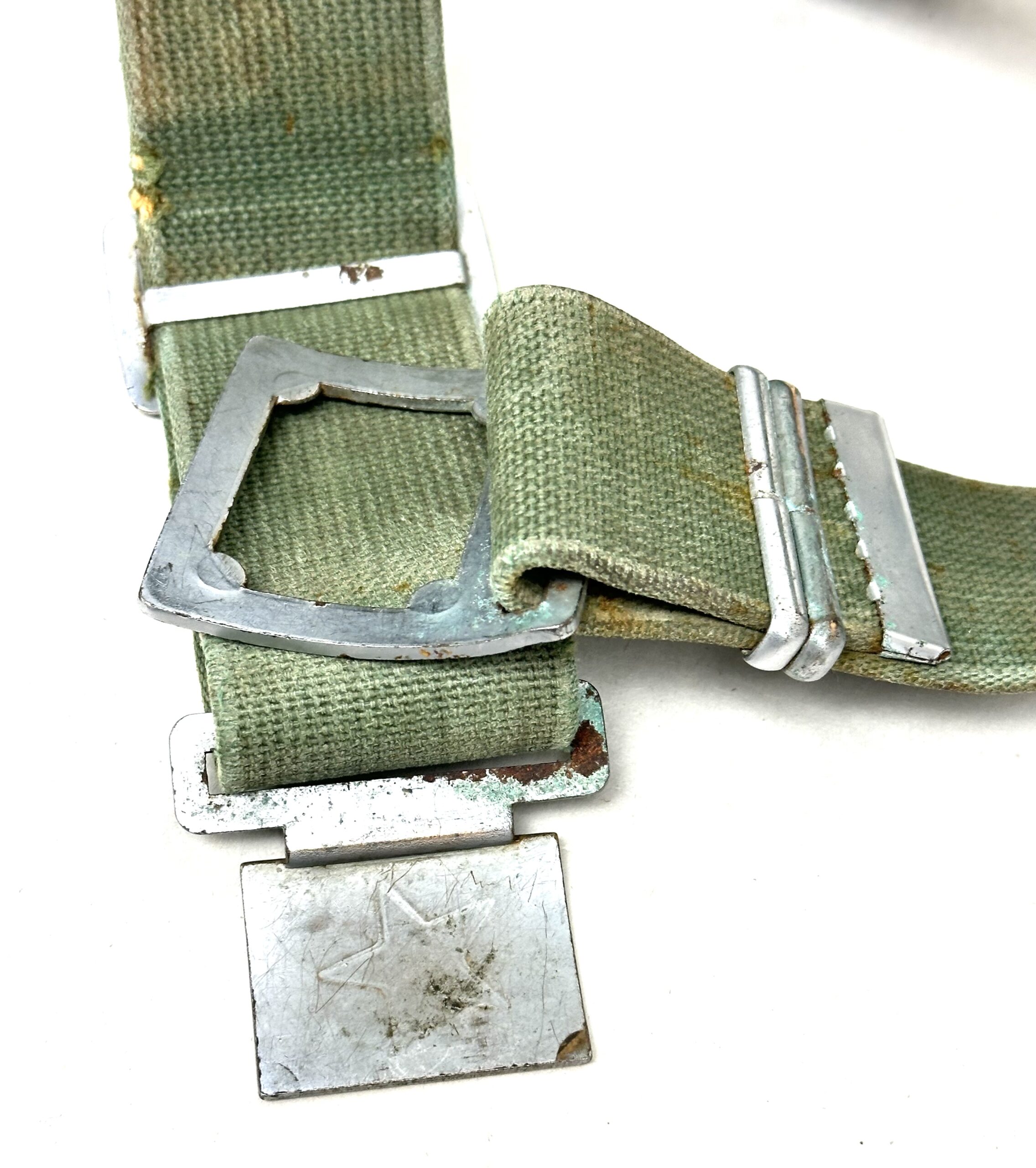 North Vietnamese Army Wide Lime Green Web Belt with Interlocking Star ...