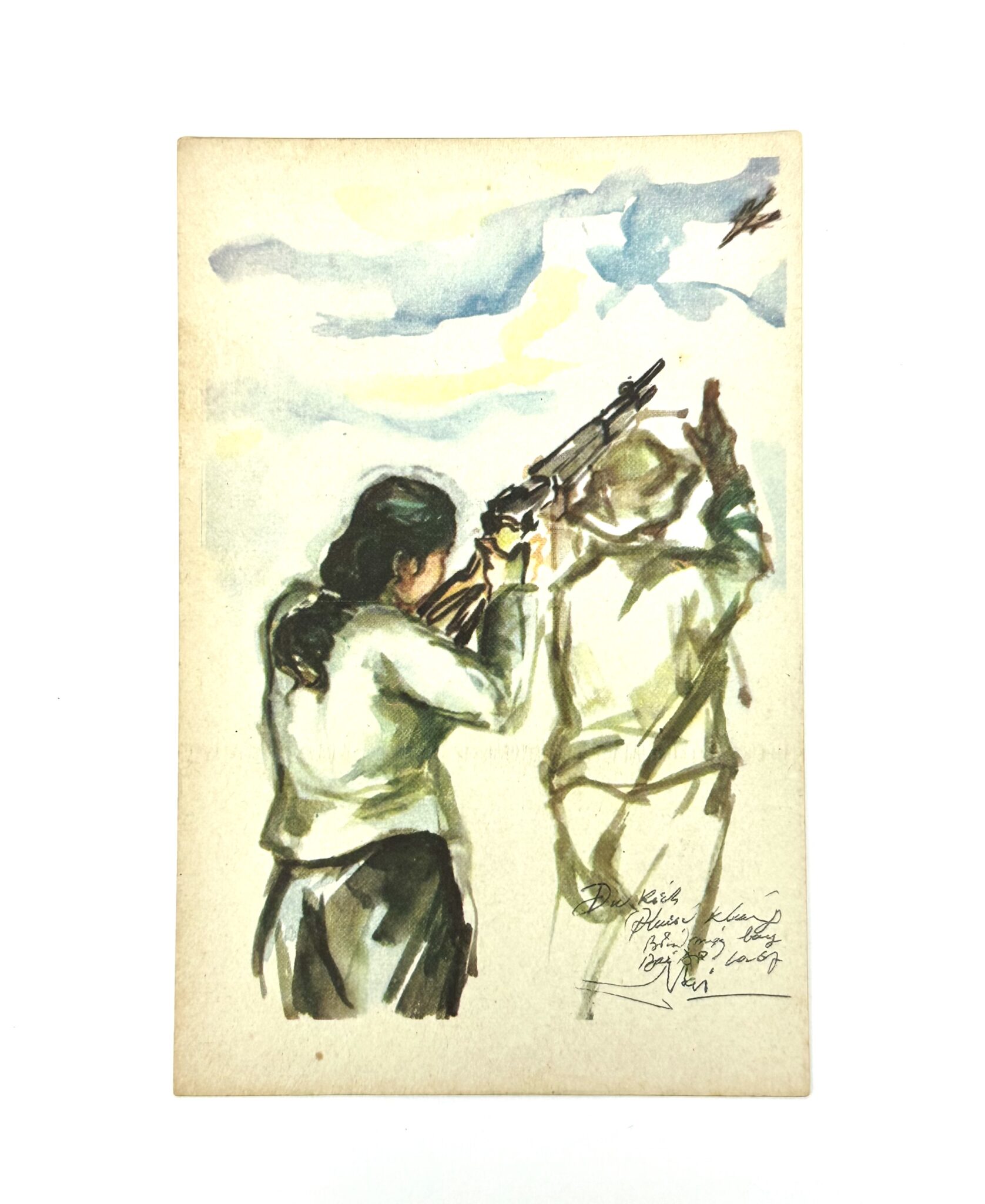 Viet Cong Color Postcard 1970 Female Guerilla with MAS36 Shooting at ...