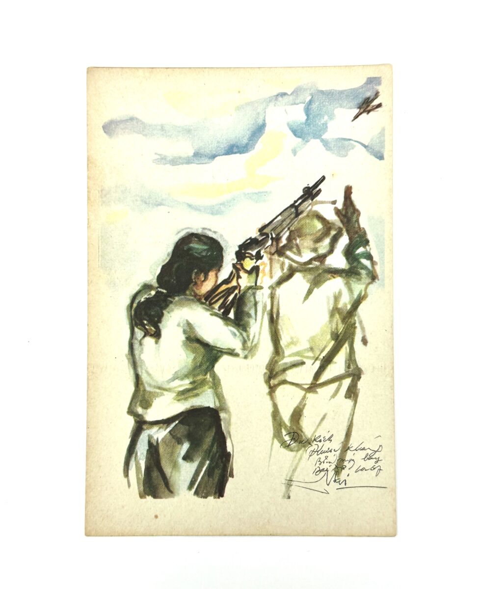 Viet Cong Color Postcard 1970 Female Guerilla with MAS36 Shooting at ...