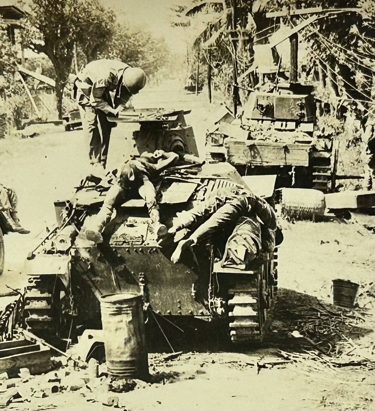 WW2 US Army Photo Destroyed Japanese Tanks and Japanese KIAs - Enemy ...