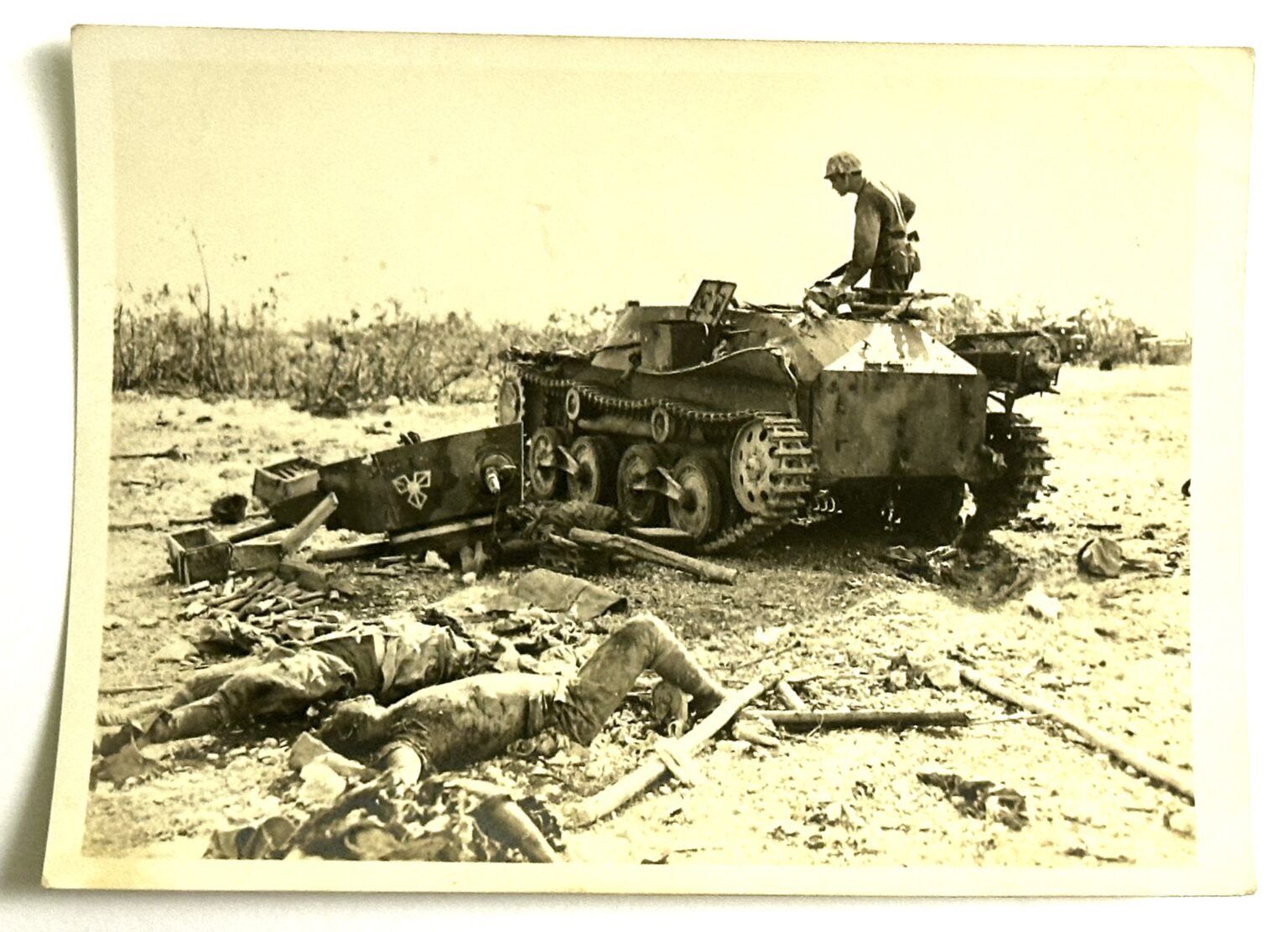 WW2 USMC Photo Destroyed Japanese Tank and Multiple Japanese KIAs ...